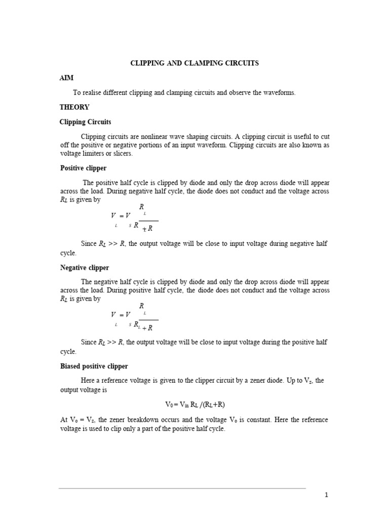 02-Clipping_Clamping(1) | PDF | Electrical Components | Electromagnetism