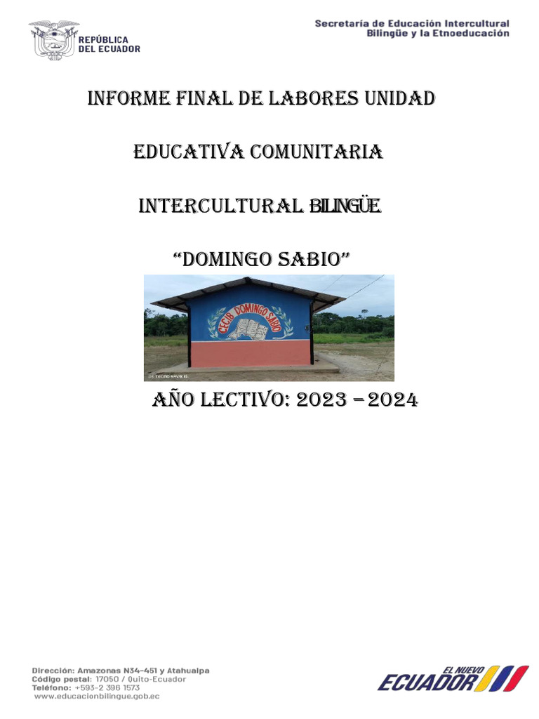 INFORME DE LABORES 2023 A 2024 | PDF | Multilingüismo | Plan de estudios