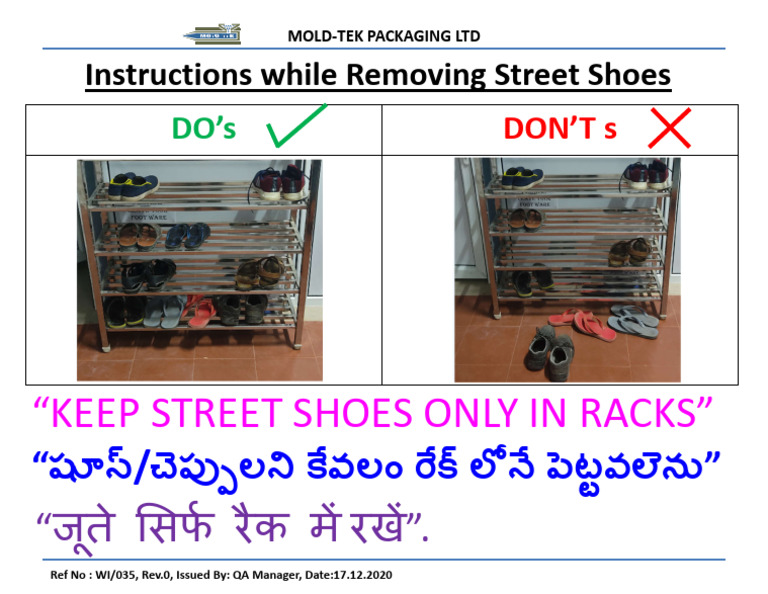 Instruction For Street Shoes Removal | PDF