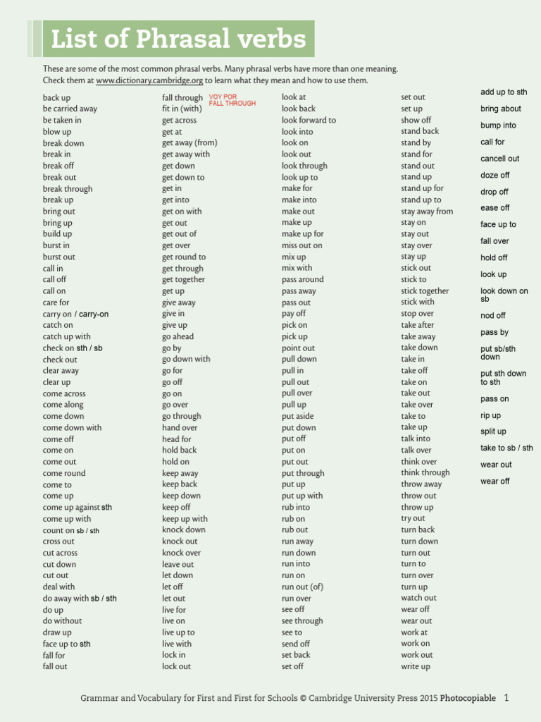 Common Phrasal Verbs List | PDF | Languages | Foreign Language Studies