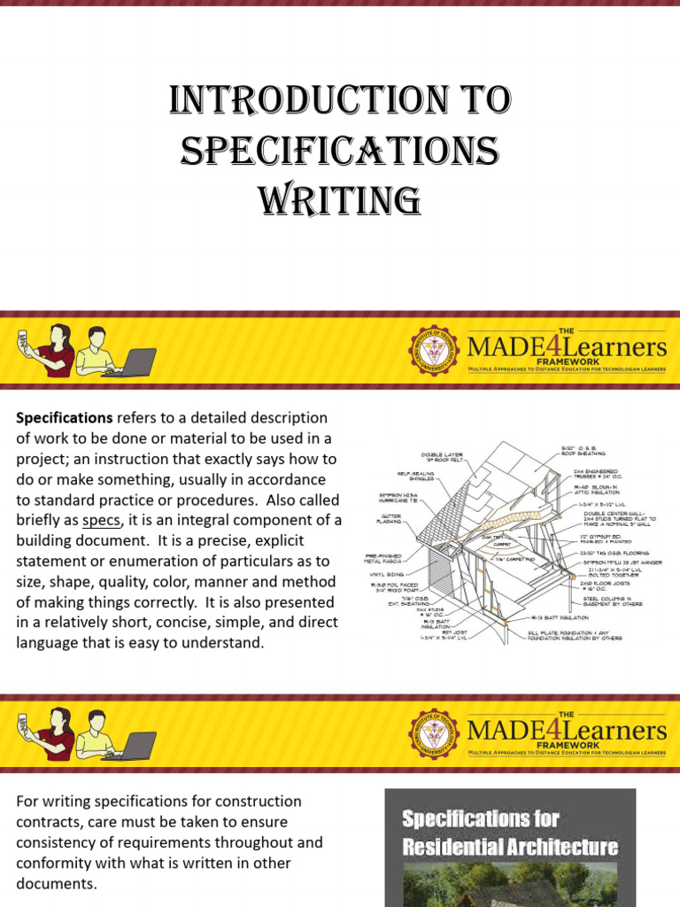 Lesson 18 - Specifications Writing | PDF | Specification (Technical ...