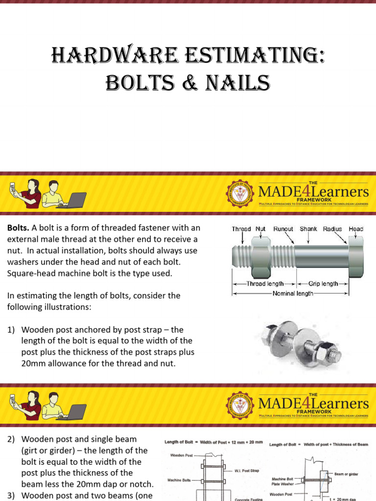 Lesson 16 - Hardware Estimate 1 | PDF | Screw | Nut (Hardware)