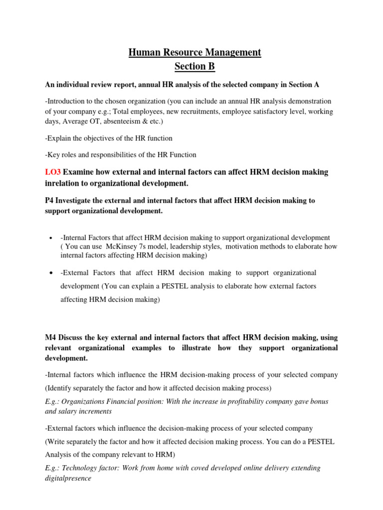 HRM Guideline - Section B | PDF | Human Resource Management | Decision ...