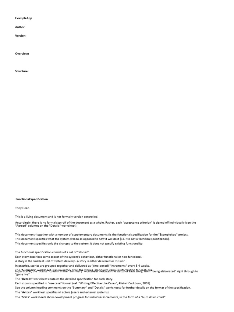 Exampleapp Functional Specification Pdf Use Case Computing