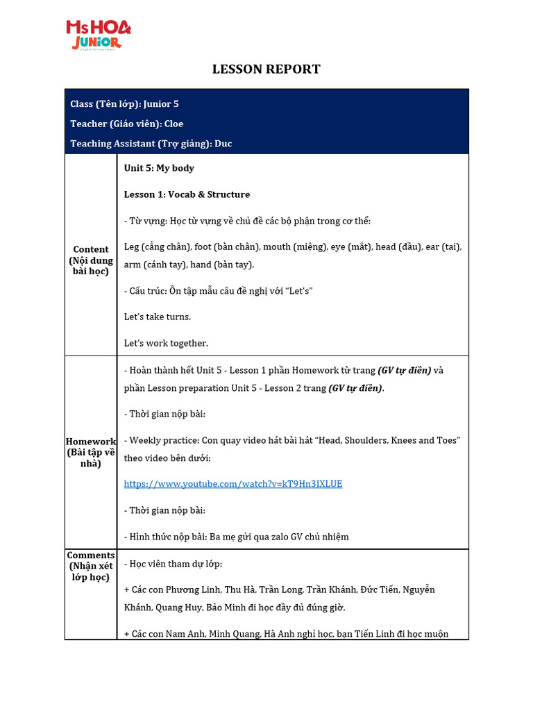 Lesson Report - U5 - L1 - Explorer 1 | PDF