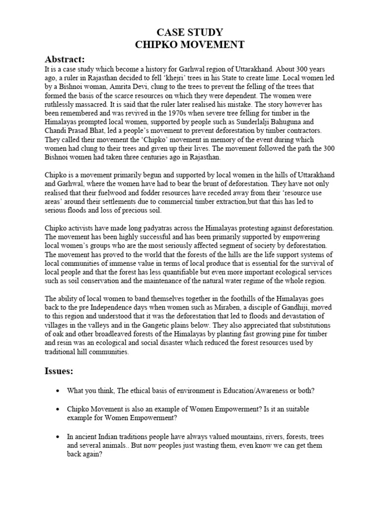 Chipko Movement: A Case Study on Empowerment | PDF | Natural ...