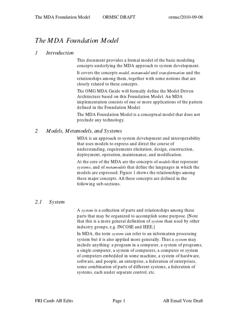 MDA Foundation Model Overview | PDF | Computer Science | Software Design