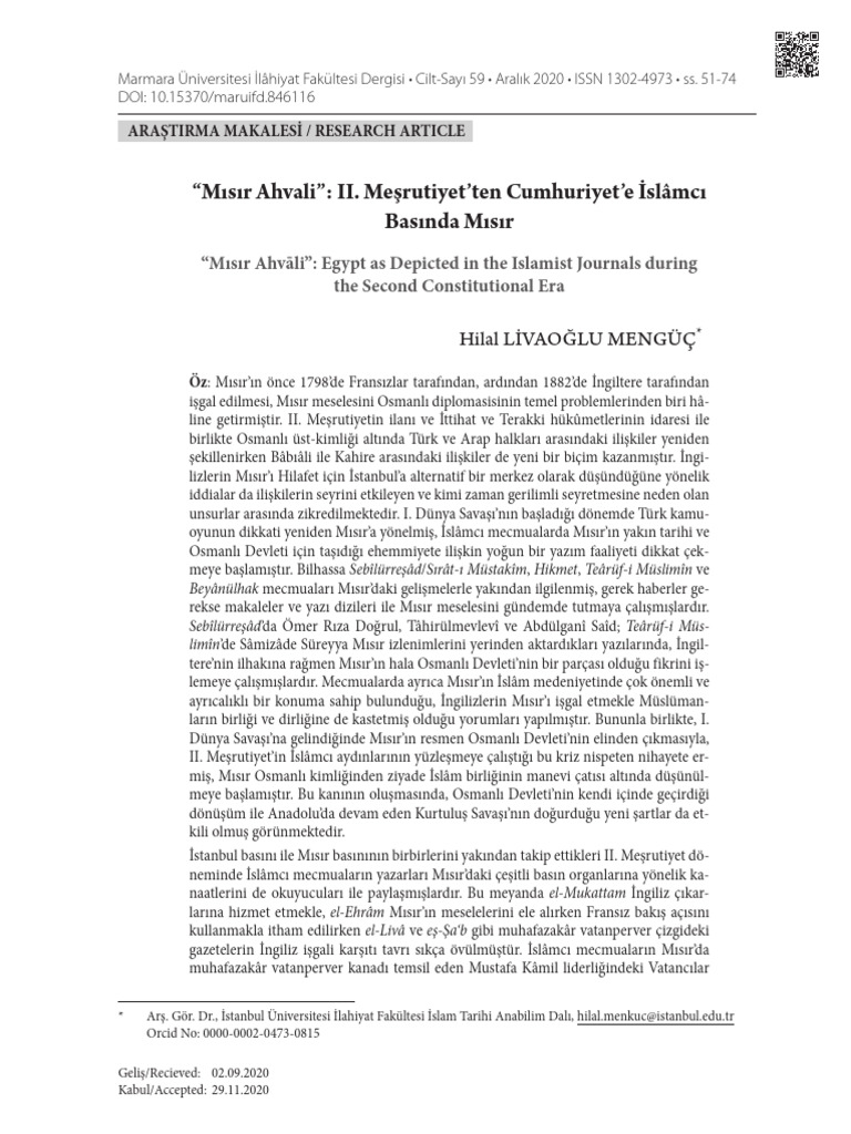 Misir Ahvali II Mesrutiyetten Cumhuriye | PDF