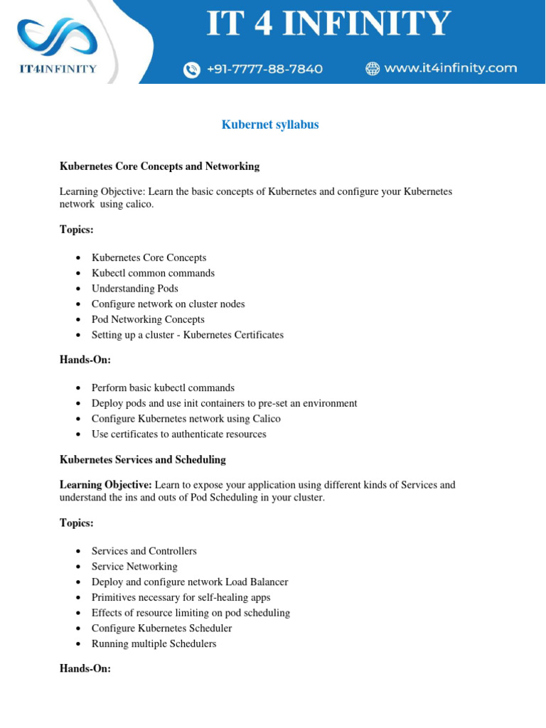 Kubernet Syllabus | PDF | Information Technology Management | Computer Science