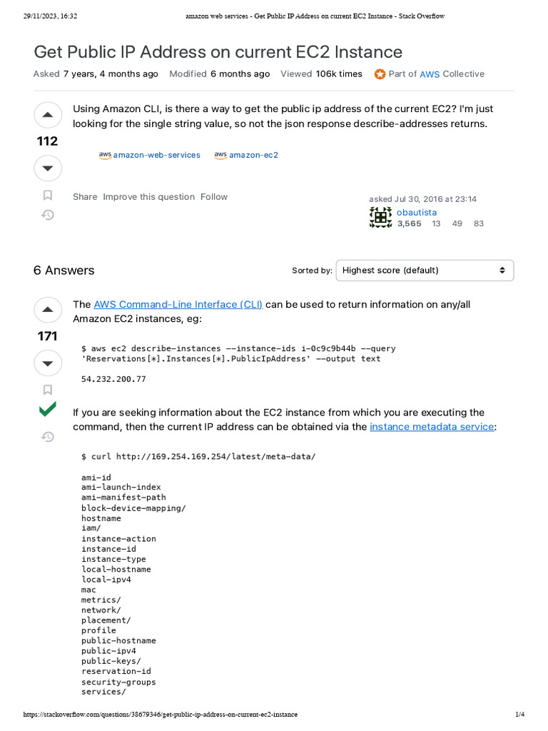 Amazon Web Services Get Public Ip Address On Current Ec2 Instance Stack Overflow Pdf