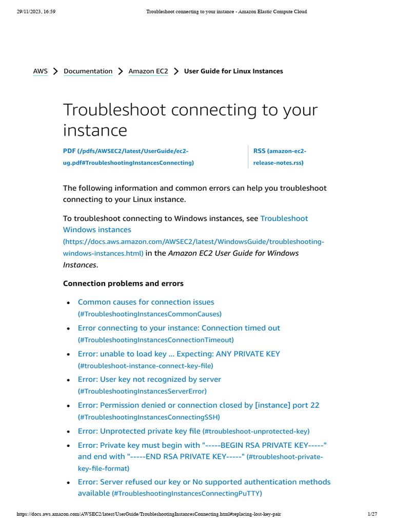 Troubleshoot Connecting To Your Instance Amazon Elastic Compute Cloud Pdf Ip Address I Pv6