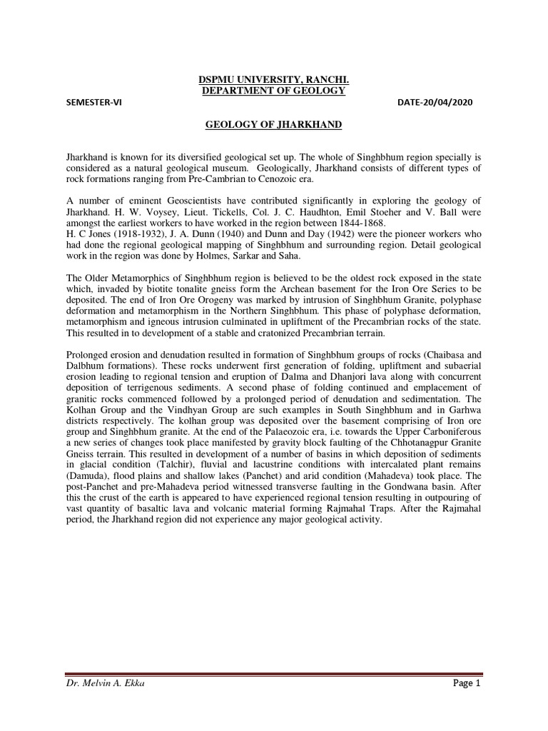 Geology of Jharkhand | PDF | Rock (Geology) | Geology