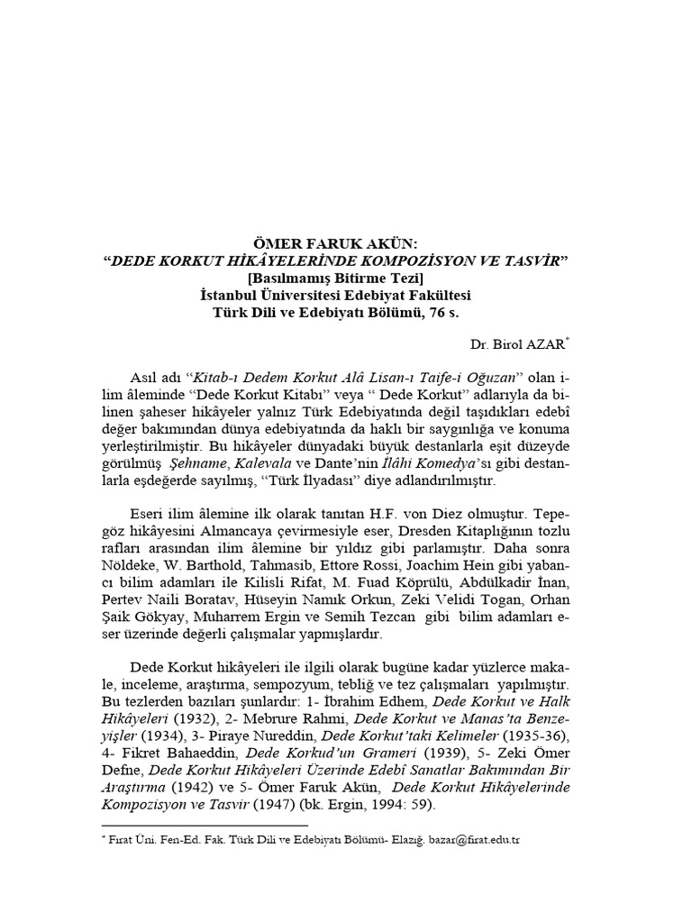 Prof DR Omer Faruk Akun Un Lisans Tezi H | PDF