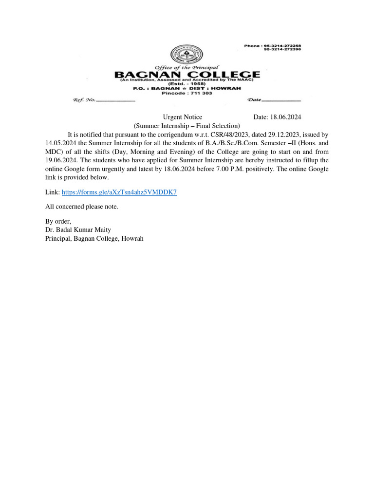 Summer Internship – Final Selection | PDF