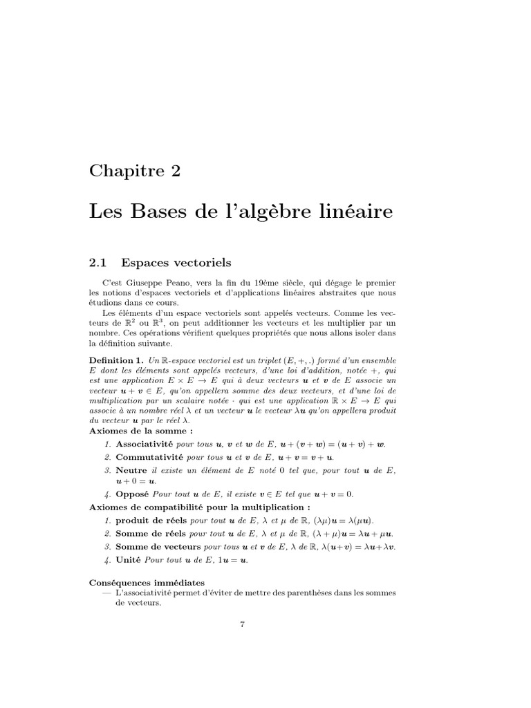 Sous Espaces Vectoriels | PDF | Base (algèbre linéaire) | Espace vectoriel
