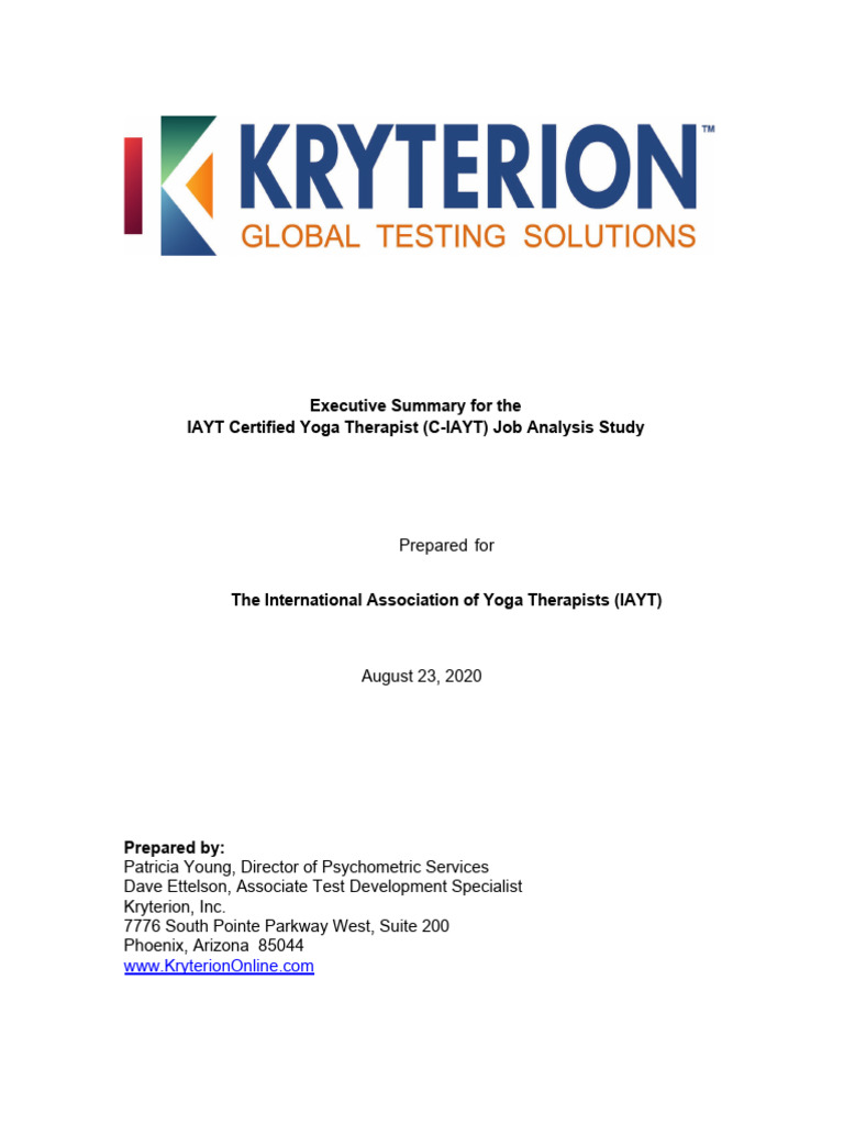 IAYT Yoga Therapist Job Analysis | PDF | Race And Ethnicity In The ...