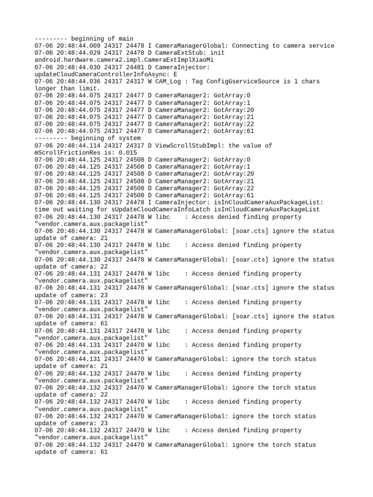 Camera Service Connection Logs | PDF | Java (Programming Language) | Computer Programming