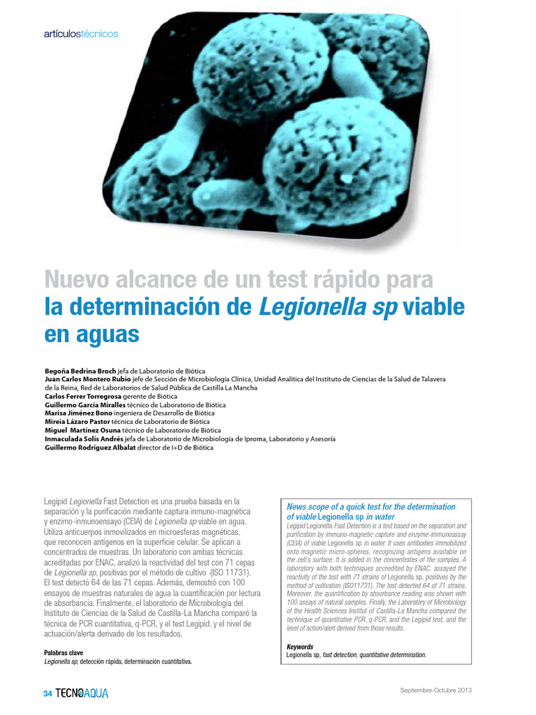 2013 - Test Legionella Rápida - TecnoAqua | PDF
