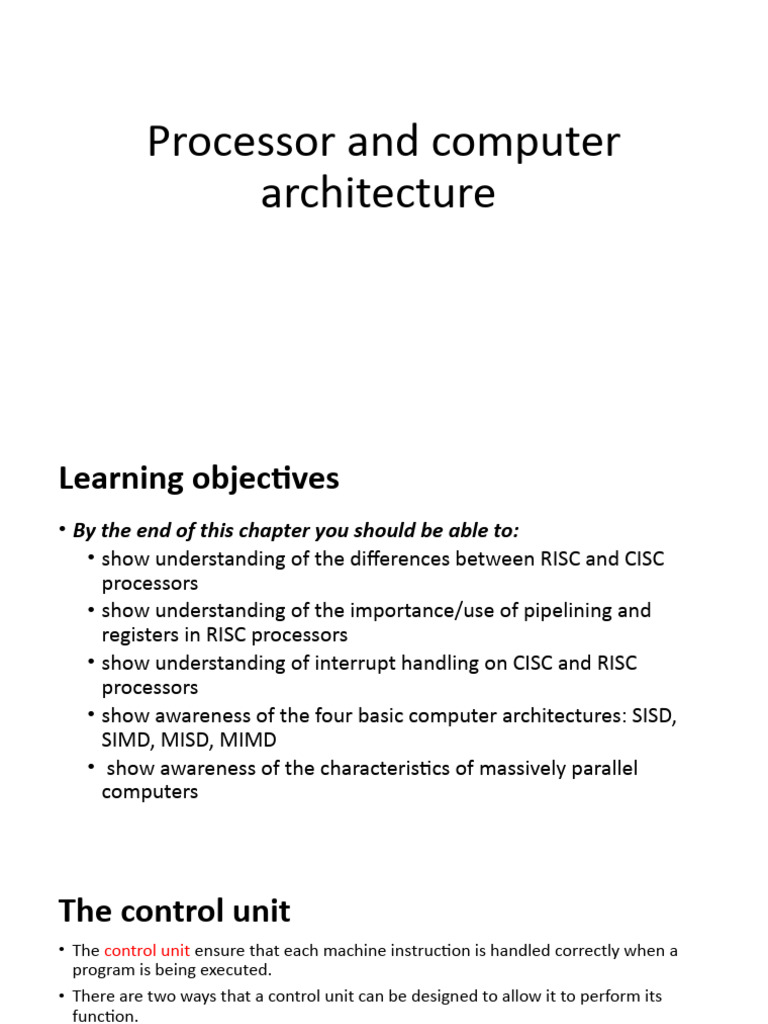 Processor and computer achitecture | Download Free PDF | Central Processing Unit | Parallel ...