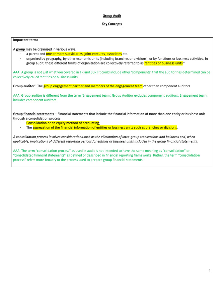 0.ISA 600 Summary With AAA Focus | PDF | Audit | Financial Audit