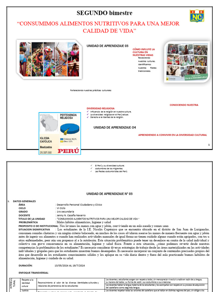 SEGUNDO BIMESTRE - UNIDAD-DE-APRENDIZAJE-3-4-DE-DPCC-1ro | PDF | Aprendizaje | Evaluación