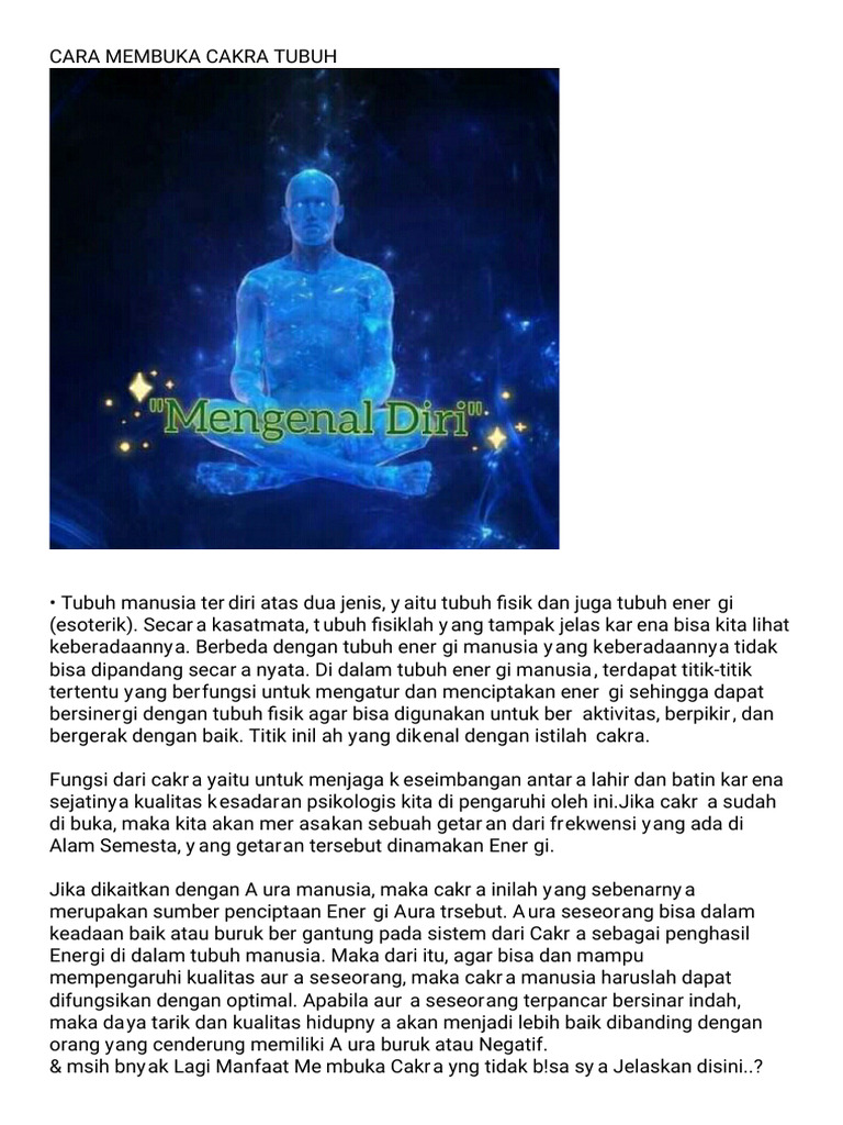 Cara Membuka Cakra Tubuh | PDF