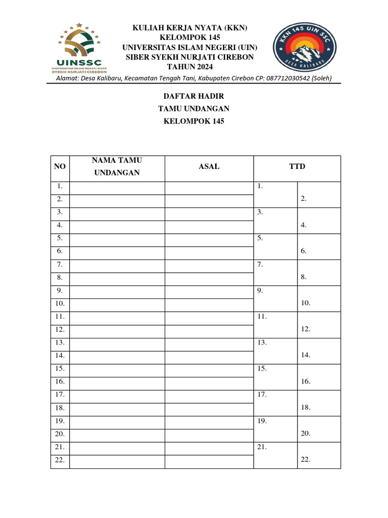 Daftar Hadir Tamu | PDF