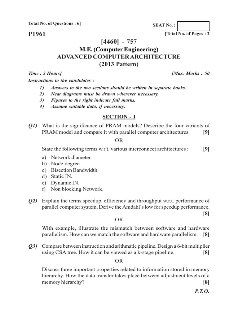 questiopn paper | Download Free PDF | Parallel Computing | Cache (Computing)