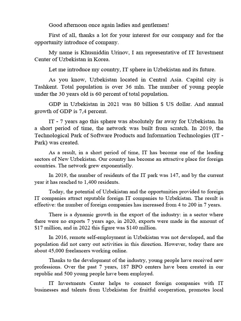 Speech | PDF | Finance & Money Management | Social Science