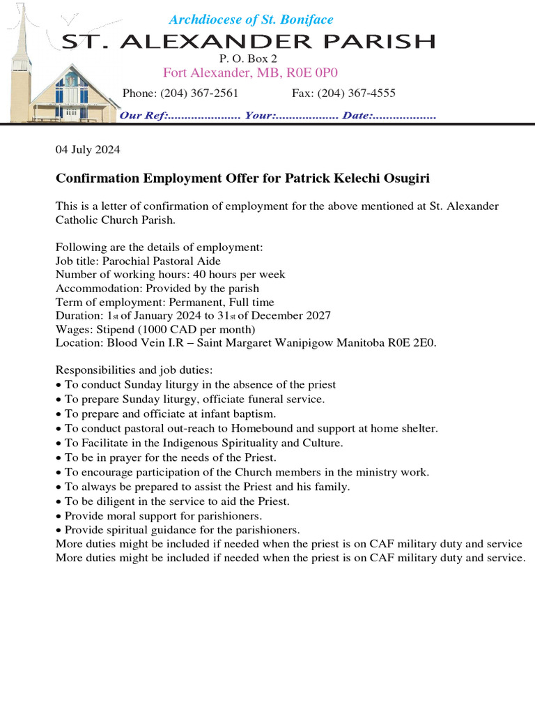 Confirmation Employment Letter Draft | PDF