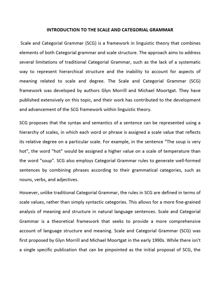 Introduction to Scale and Categorial Grammar | PDF | Syntax | Phrase