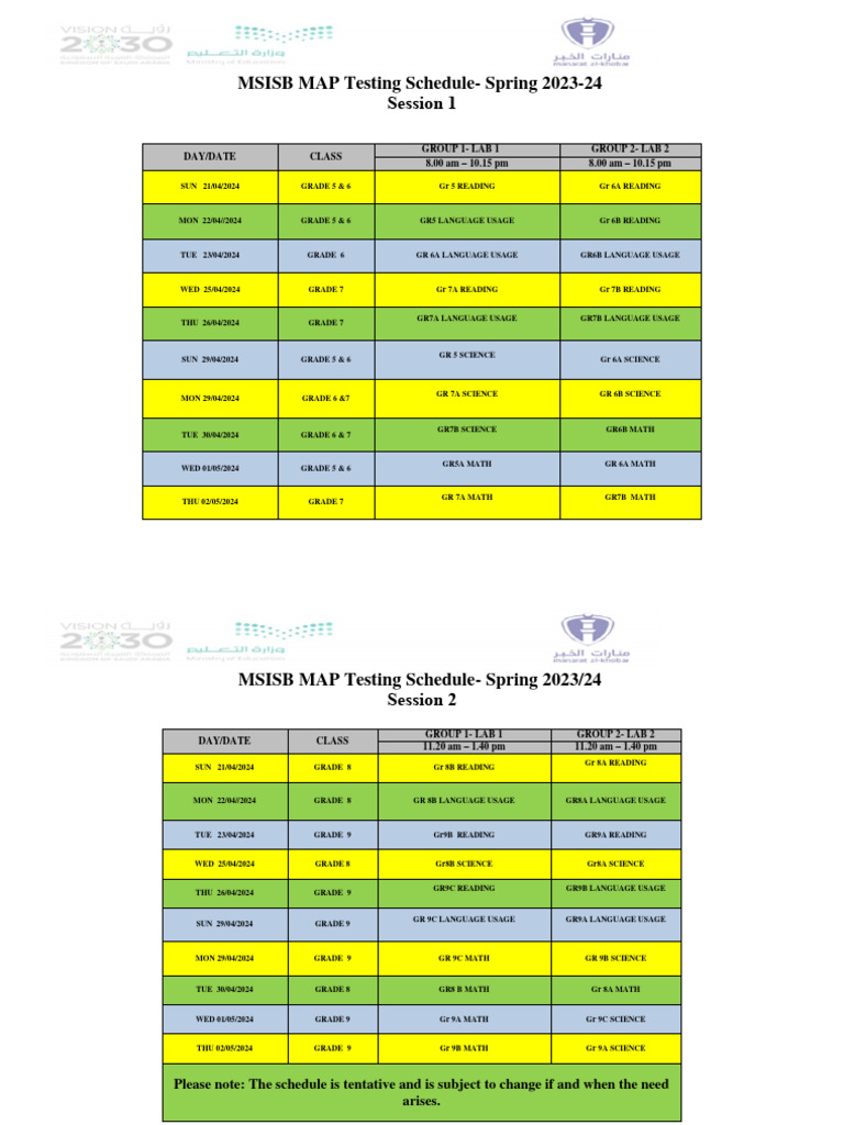 Map_Schedule_Spring_2023.24_FINAL | PDF