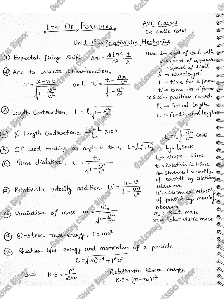 Physics Formula - 240408 - 174011 | PDF