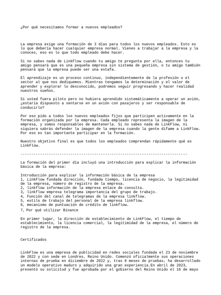 Formación Esencial para Nuevos Empleados en LinkFlow | PDF | Business | Salario