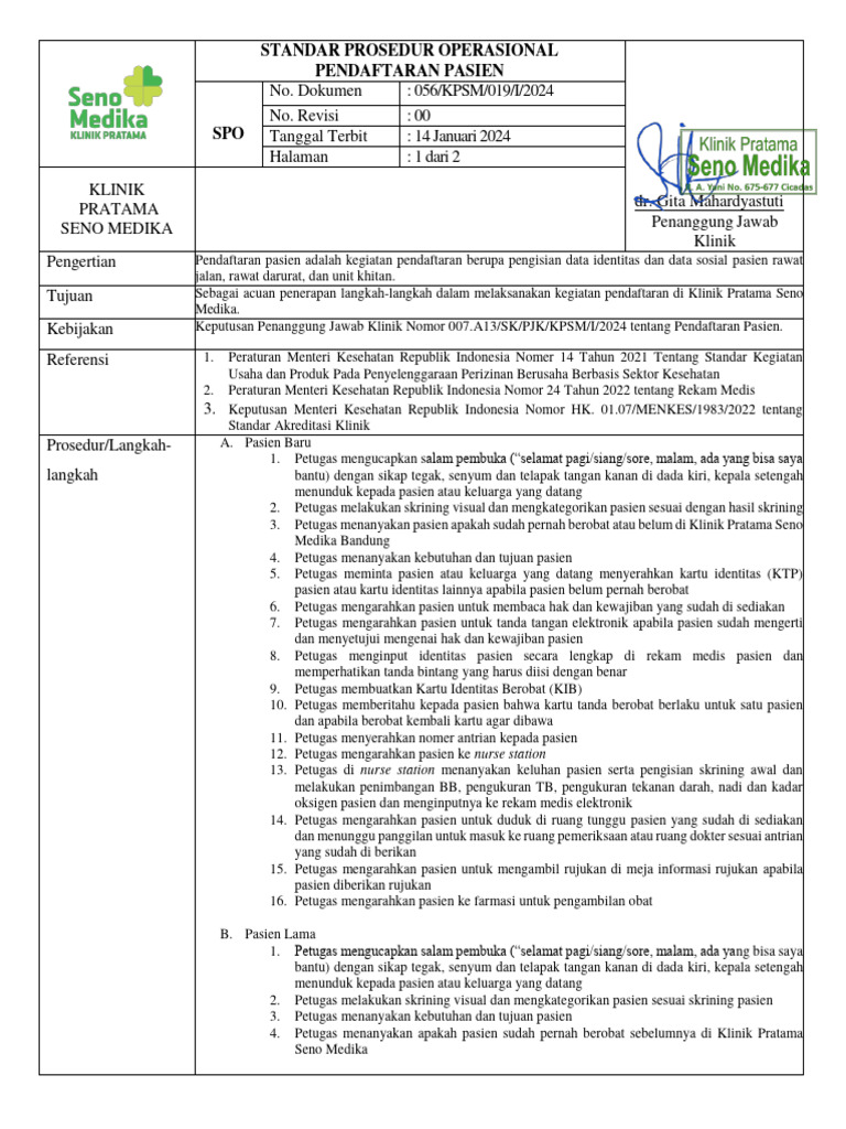 Spo Pendaftaran Pasien | PDF | Sains & Matematika