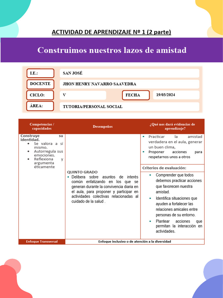 LA AMISTAD VERDADERA | Descargar gratis PDF | Salón de clases