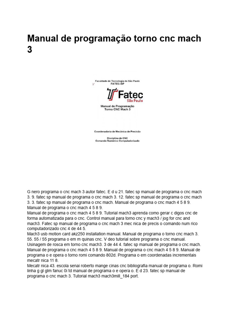 Manual de Programação Torno CNC Mach 3 | PDF | Controle numérico ...