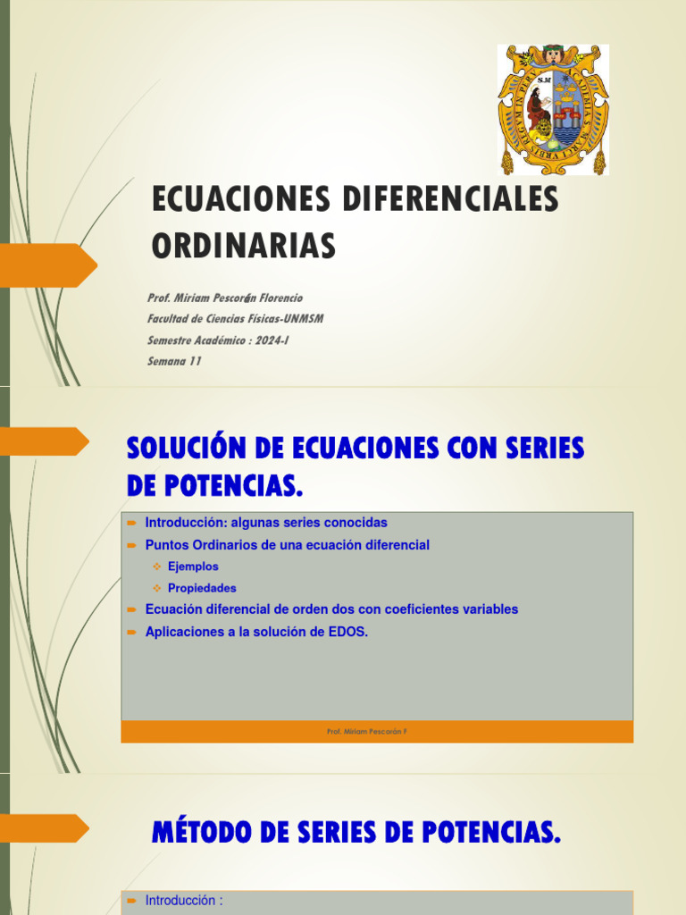 SEMANA 11-EDO | Descargar gratis PDF | Ecuaciones | Ecuaciones diferenciales