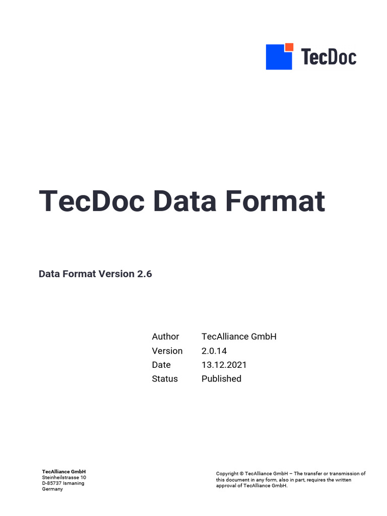 TecDoc-Data-Format Version 2.6 en | PDF | Comma Separated Values ...