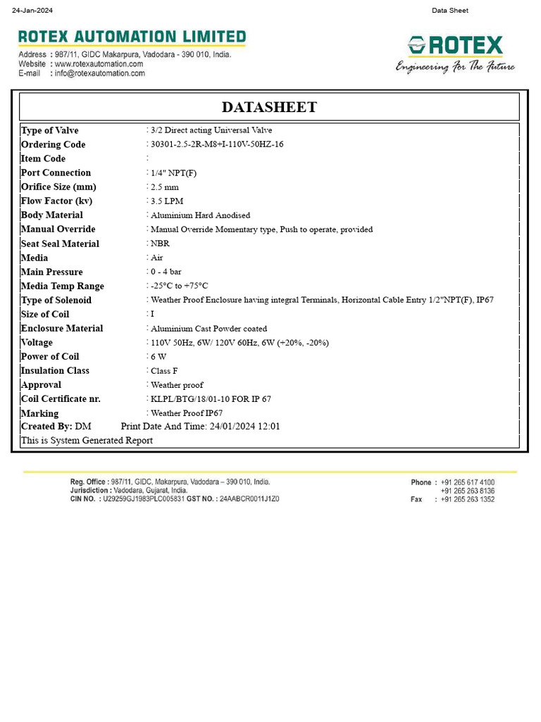 DataSheet - 30301-2.5-2R-M8+I-110V-50HZ-16 | PDF