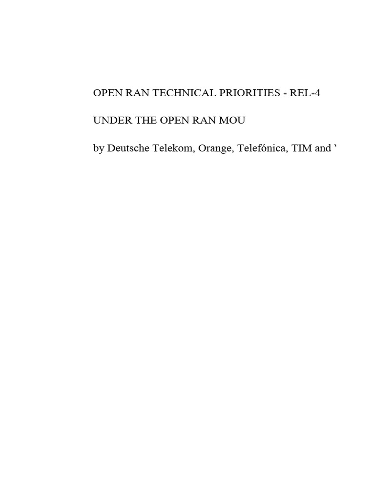 Open RAN Technical Priority Document - Rel4 | PDF | Security Technology | Computer Engineering