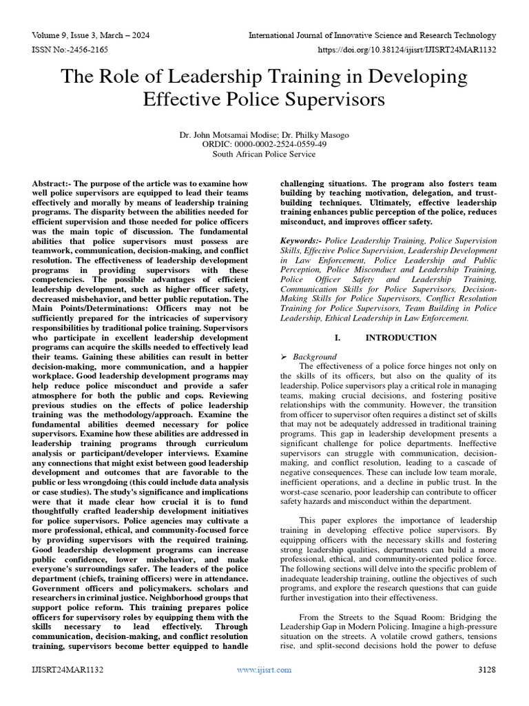 The Role of Leadership Training in Developing Effective Police ...