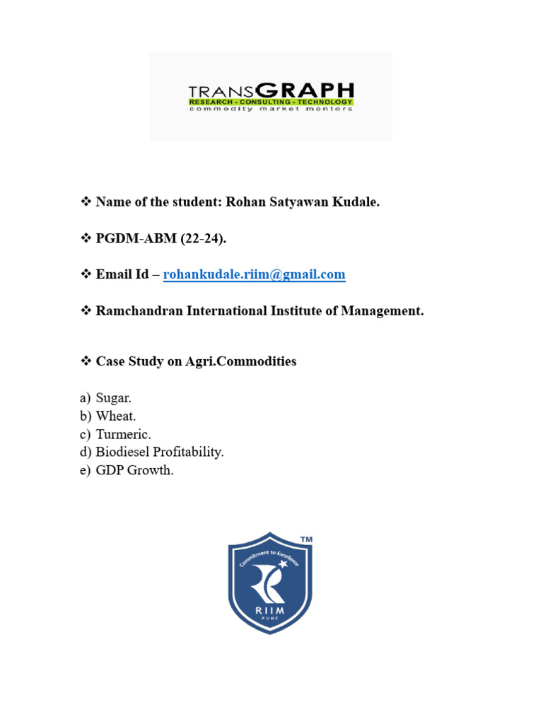 Rohan Kudale. Pgdm-Abm (Riim) | PDF | Agriculture | Biodiesel
