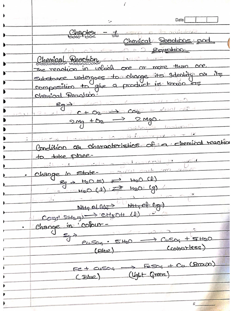 Chemistry ? Chapter 1 Notes Class 10 | PDF Chemistry ? Chapter 1 Notes Class 10 | PDF
