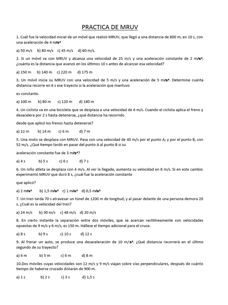 Practica de Mruv | PDF