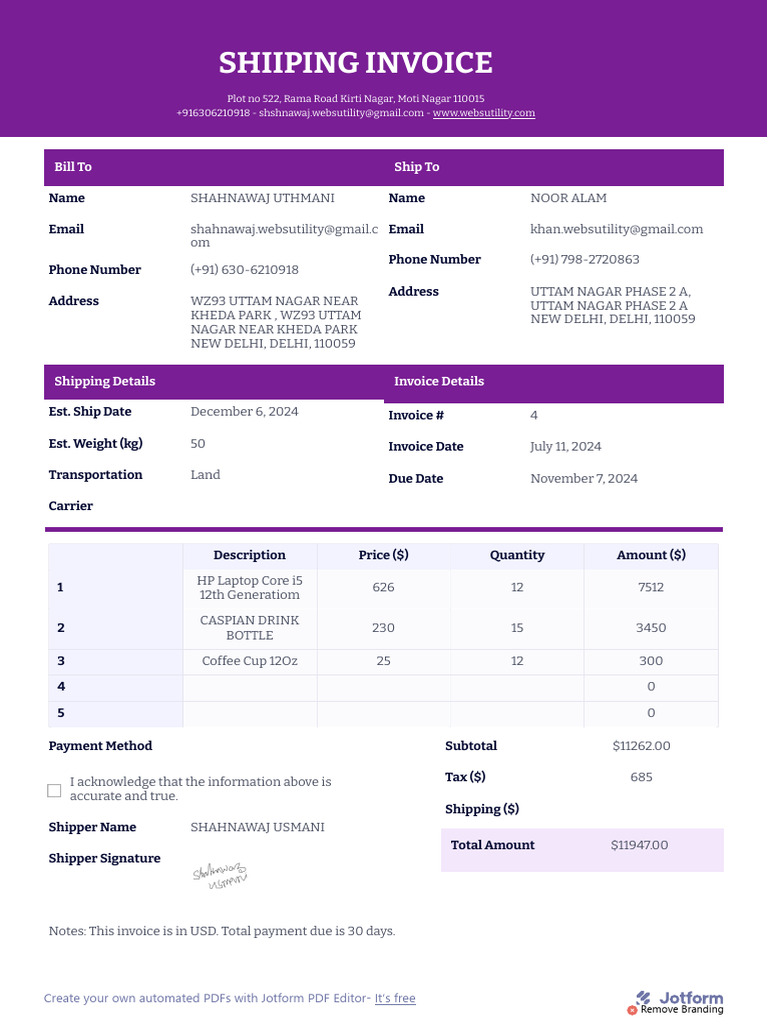 Proforma Invoice Template | PDF | Invoice