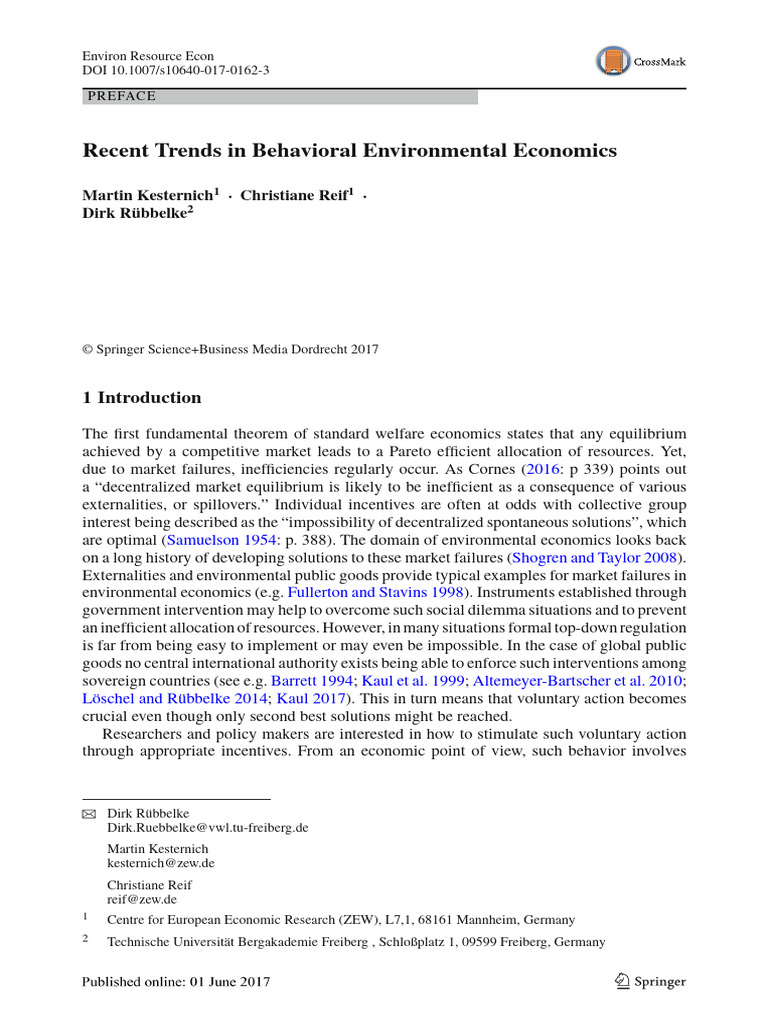Kesternich.2017.Recent Trends in Behavioral Environmental Economics ...
