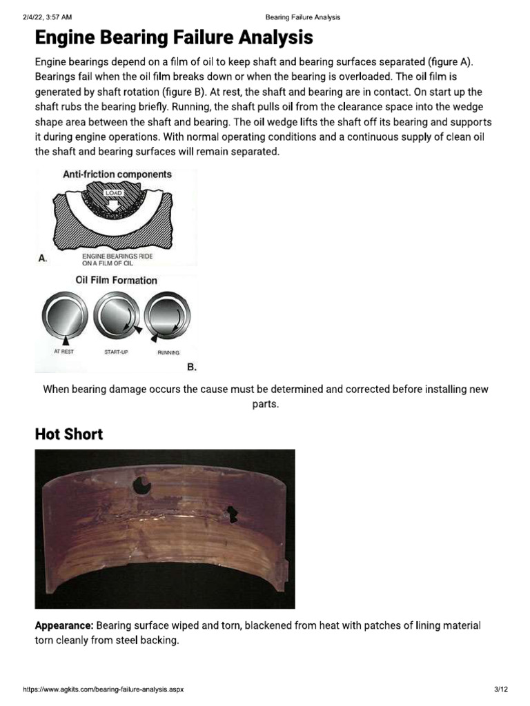 Engine Bearing Failure Analysis | PDF