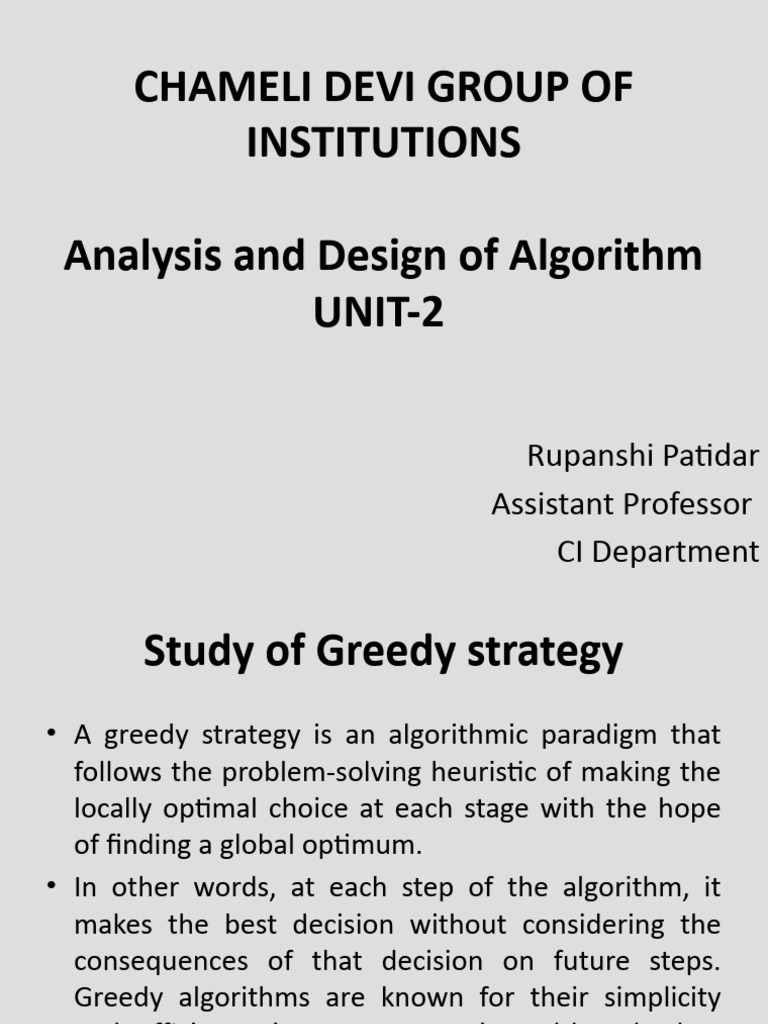 ADA Unit 2 - 1711437399 | PDF | Mathematical Optimization | Computational Science