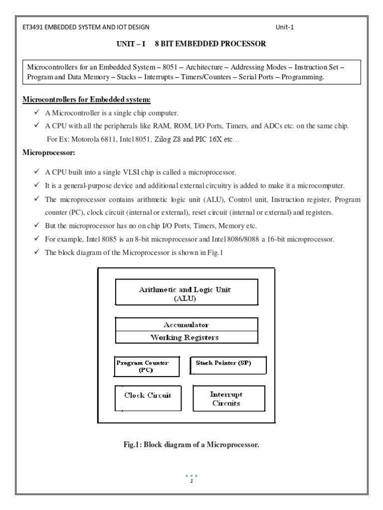 Et3491-Embedded Systems and Iot Design Full Notes | PDF ...
